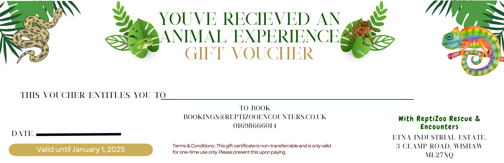 Gift Voucher for Experiences – Exotic Animal Rescue & Encounters